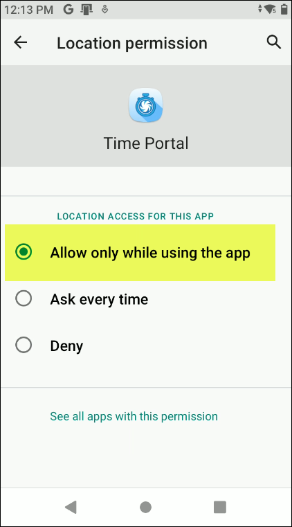 Collect Geo Location Data in Android Mobile – Support | Time Portal, LLC